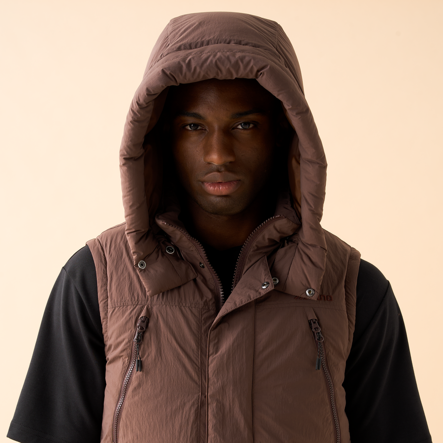 BT Nylon taslan Down Vest - Brown | Men Clothing | Mizuno Luxembourg
